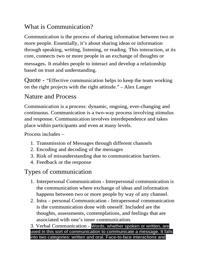 COmmunication and its reflections | PDF