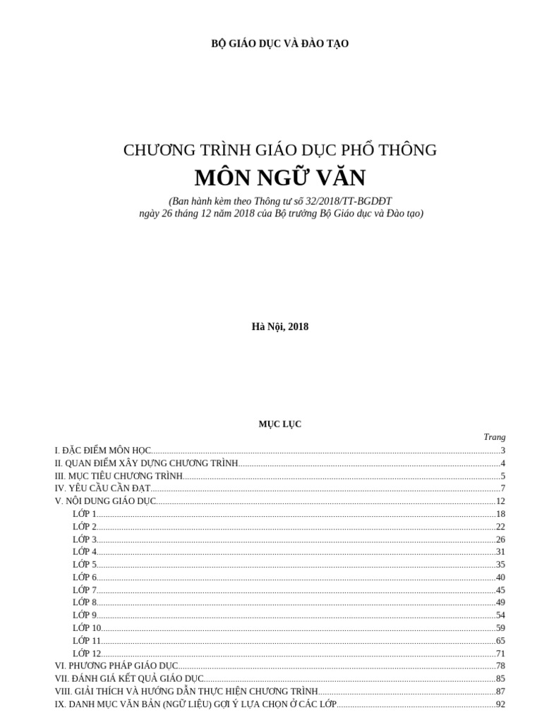 CTPT NG Văn 2018 | PDF