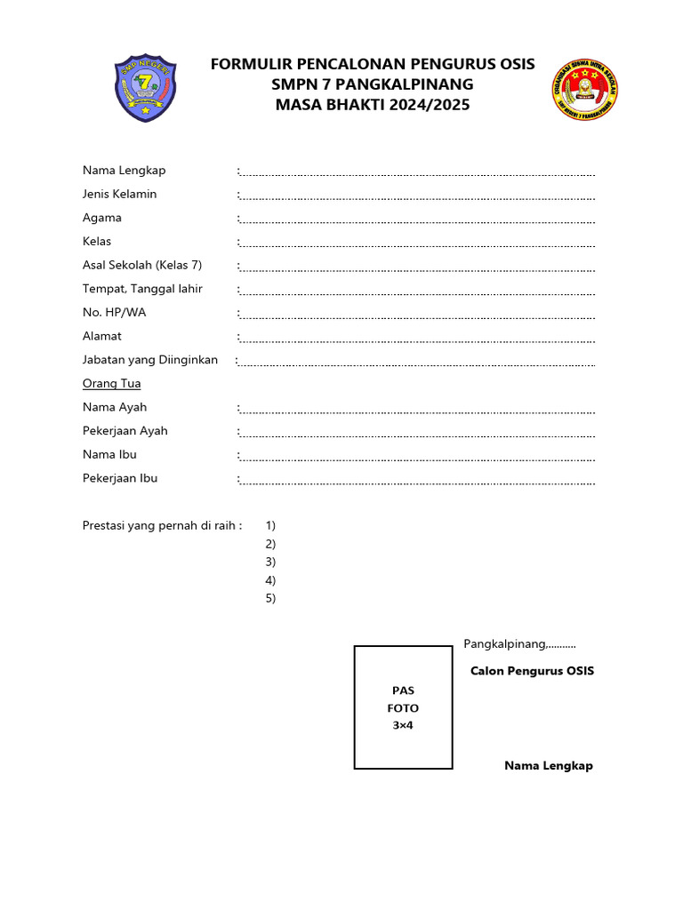Form Osis 2024 | PDF