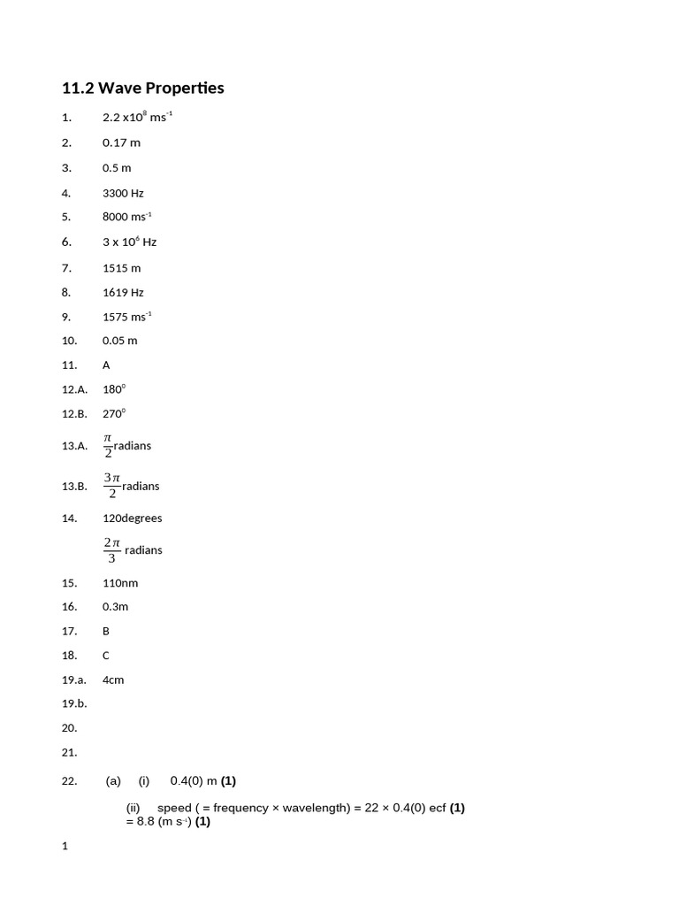 11 Waves 1 Workbook ANSWERS | PDF