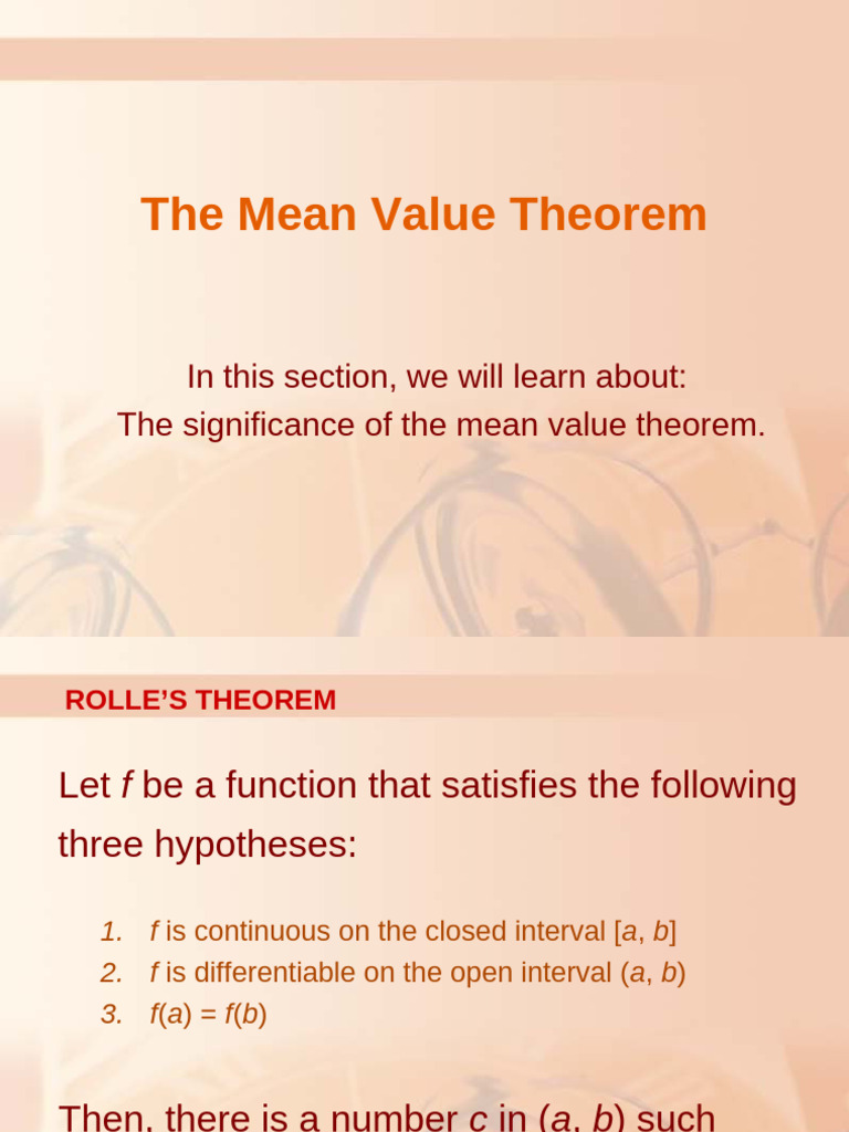 Rolles and Lagranges Mean Value Theorem | PDF