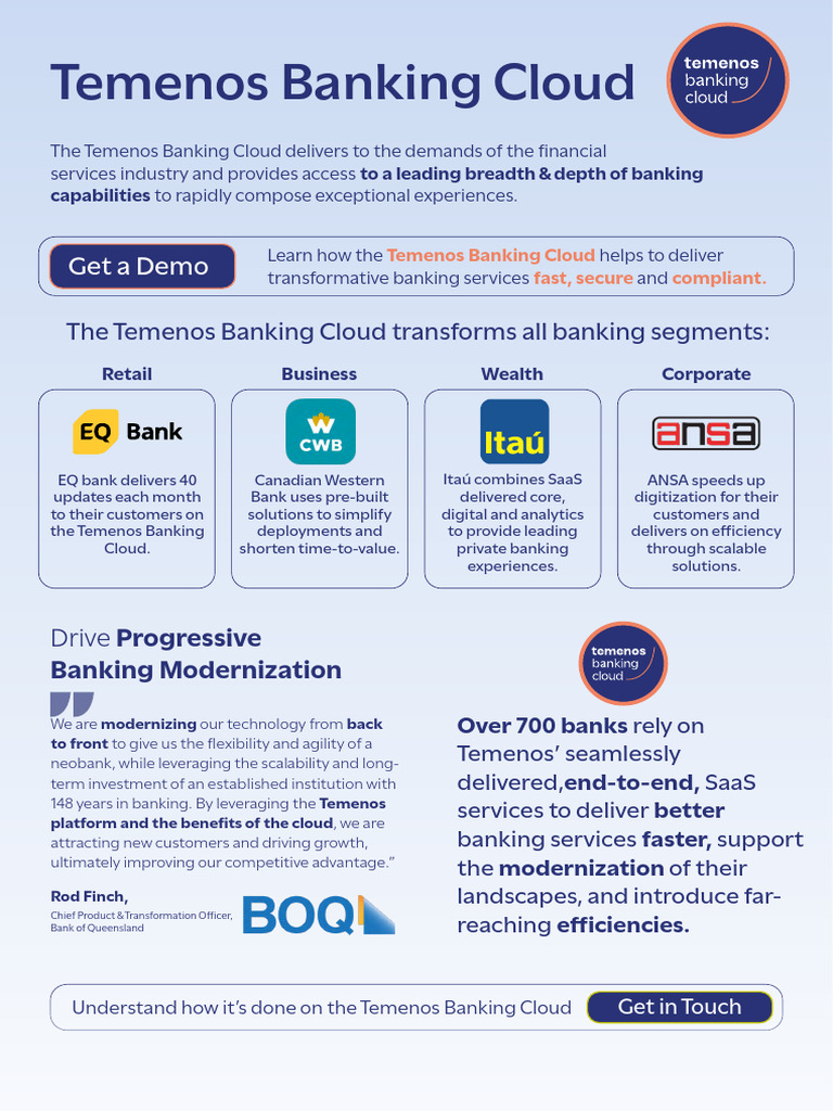 Temenos Banking Cloud Factsheet 22 | PDF | Cloud Computing | Business