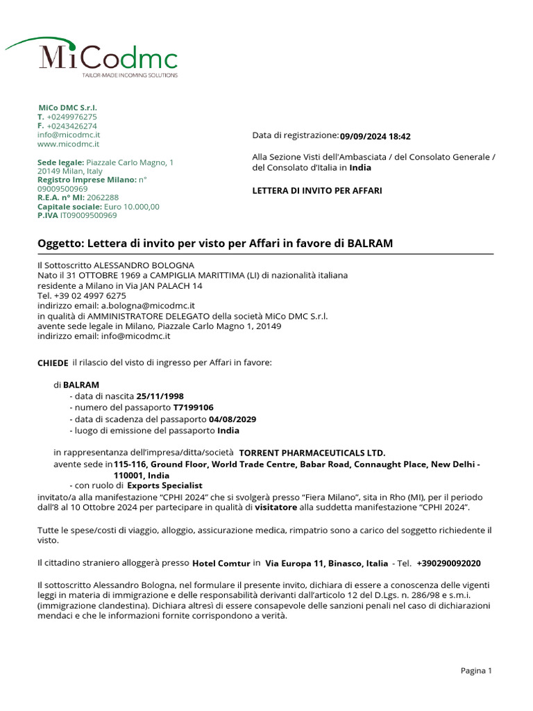 Balram InvitationLetter | PDF