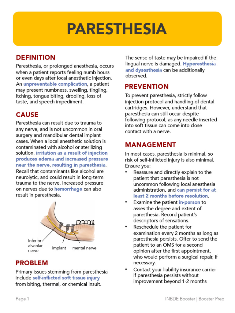 INBDE Booster - Paresthesia | PDF