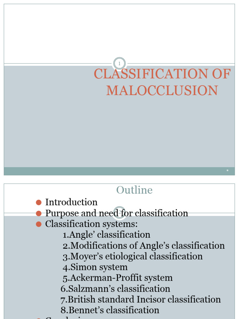 Classification of Malocclusion | PDF