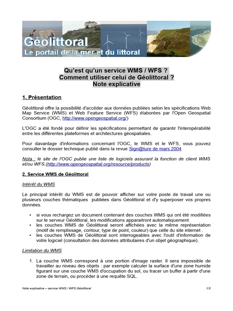 Note Explicative Wms Wfs Geolittoral | PDF