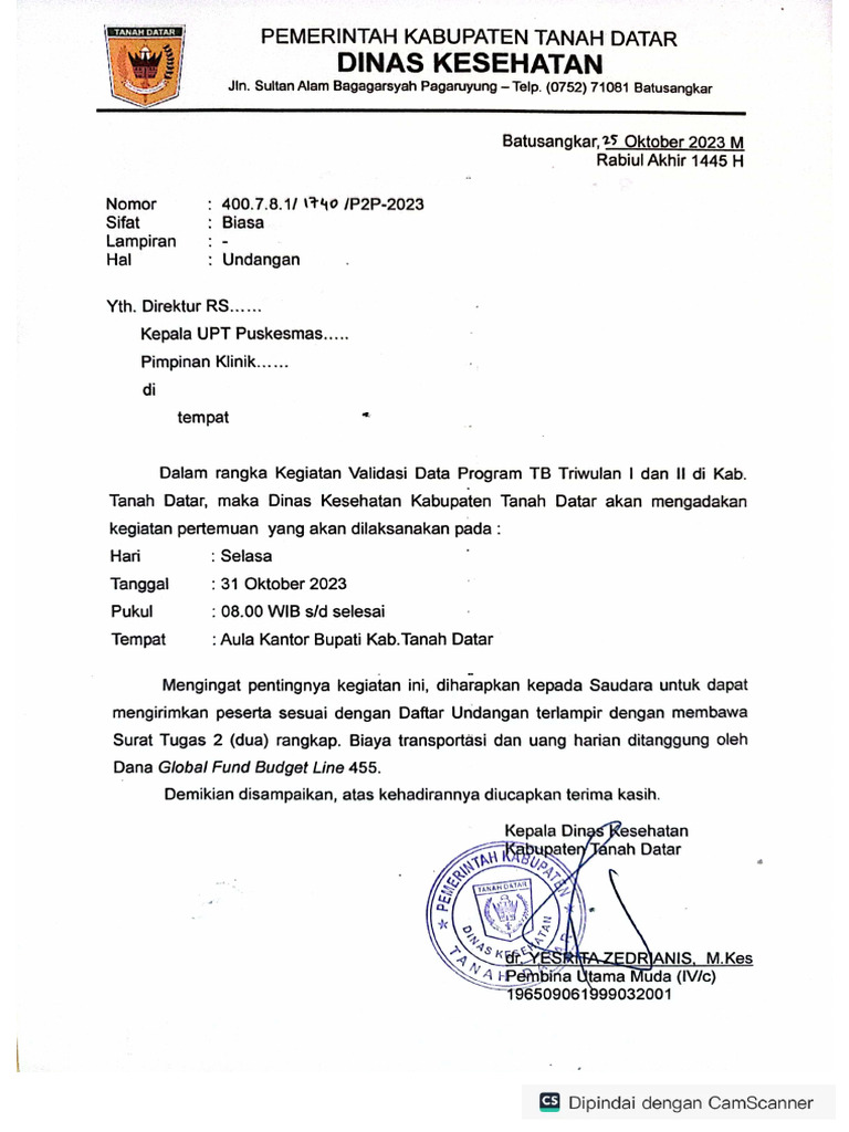 Undangan Validasi Data 31 Okt 23 | PDF