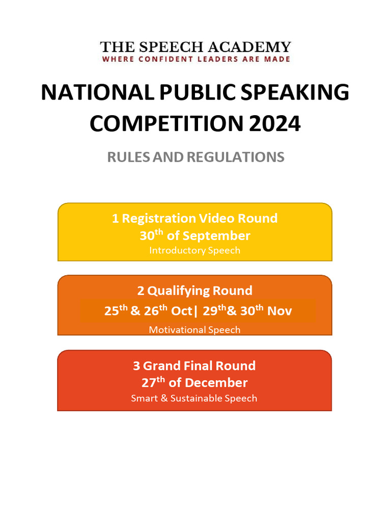 Rules and Regulations For 2024 National Public Speaking Competition ...