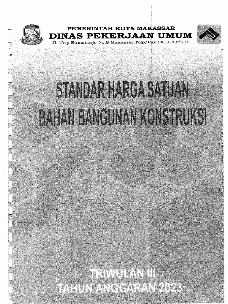 Hargq Upah Bahan Kota Makassar Triwulan III 2023 | PDF