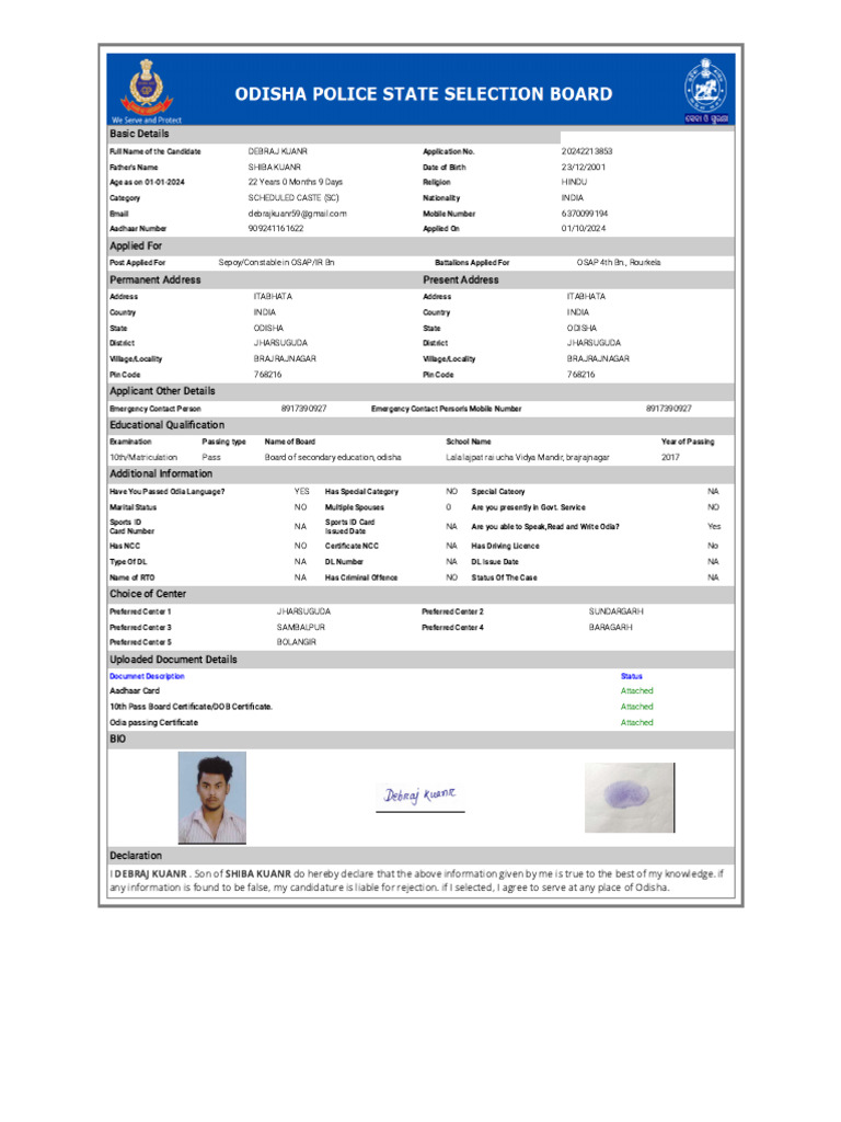 ODISHA POLICE - booklet | PDF