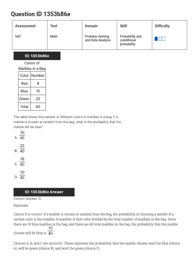 Probability (Level 1) Answer Key | PDF