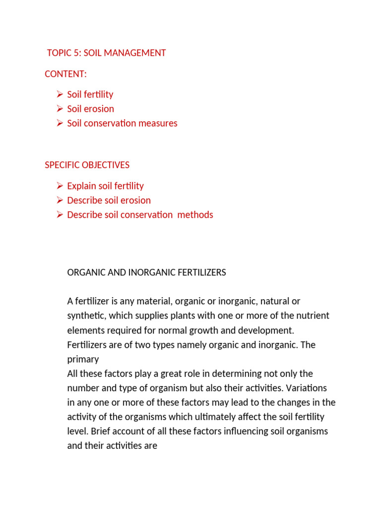 Soil Management | PDF