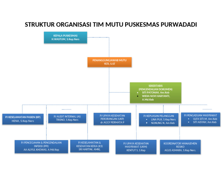 Struktur Organisasi Tim Mutu Puskesmas Purwadadi Tanpa Poto | PDF