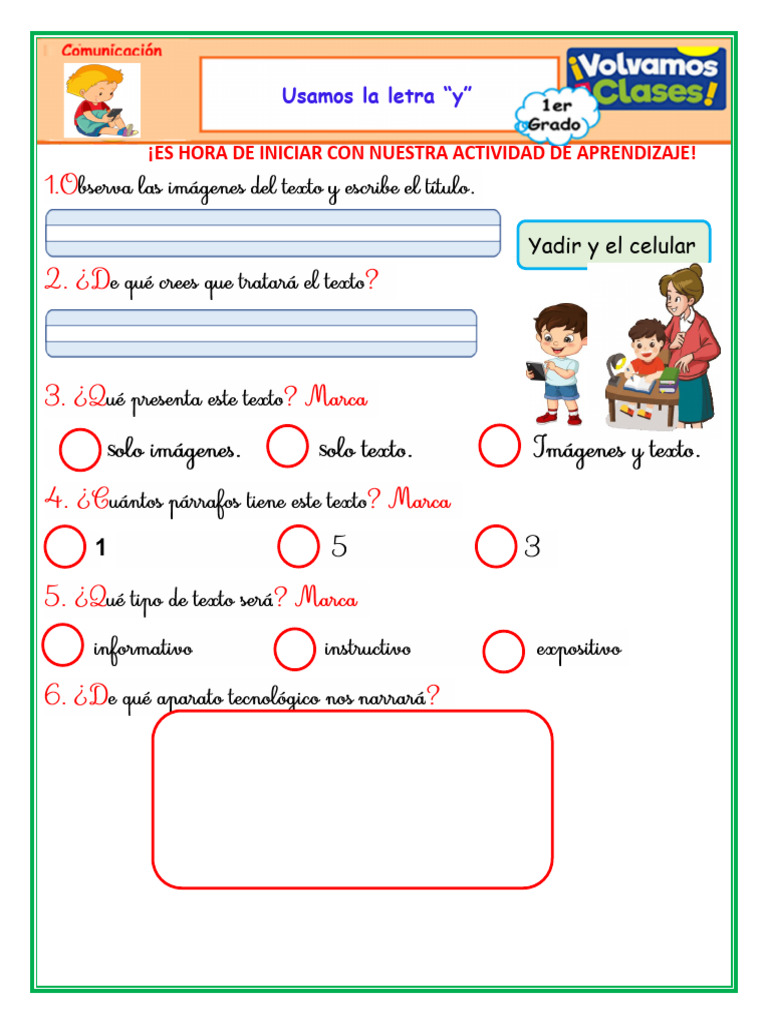 FICHA COM - Usamos la letra “y”- 1ER | PDF