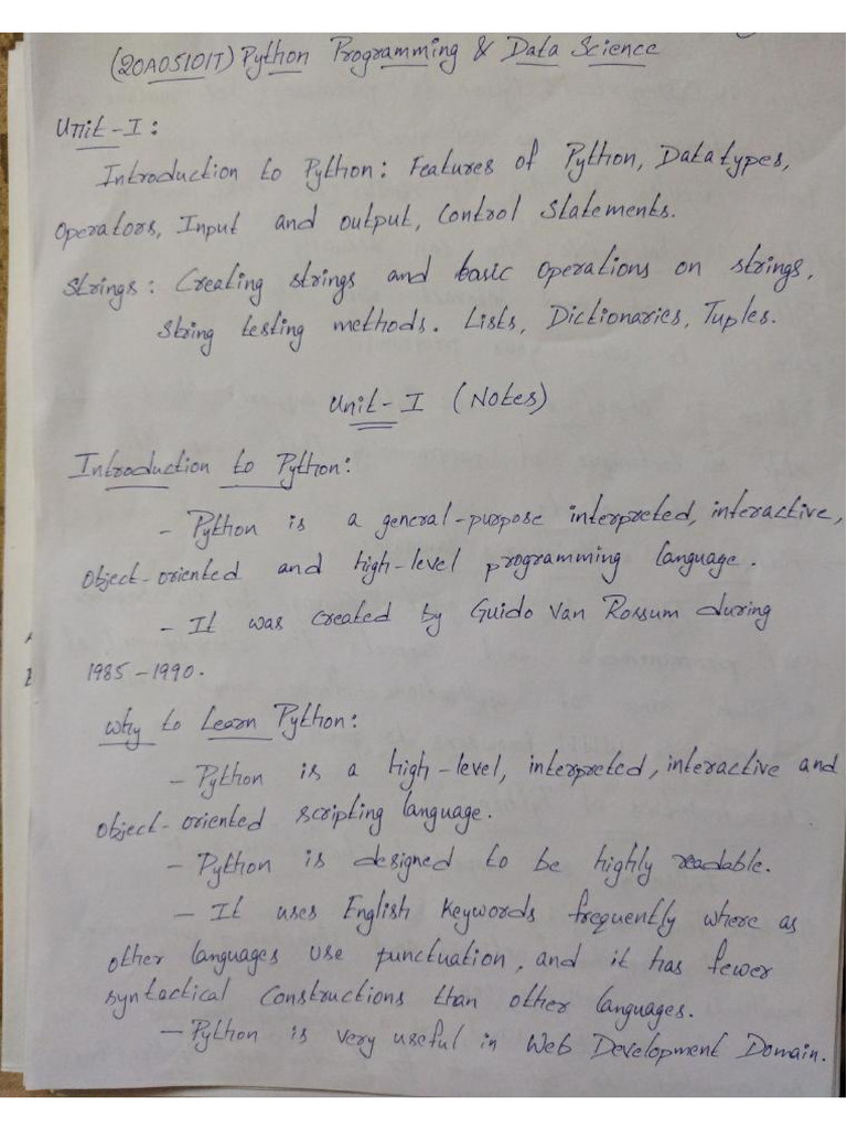 Python Unit-1 | PDF