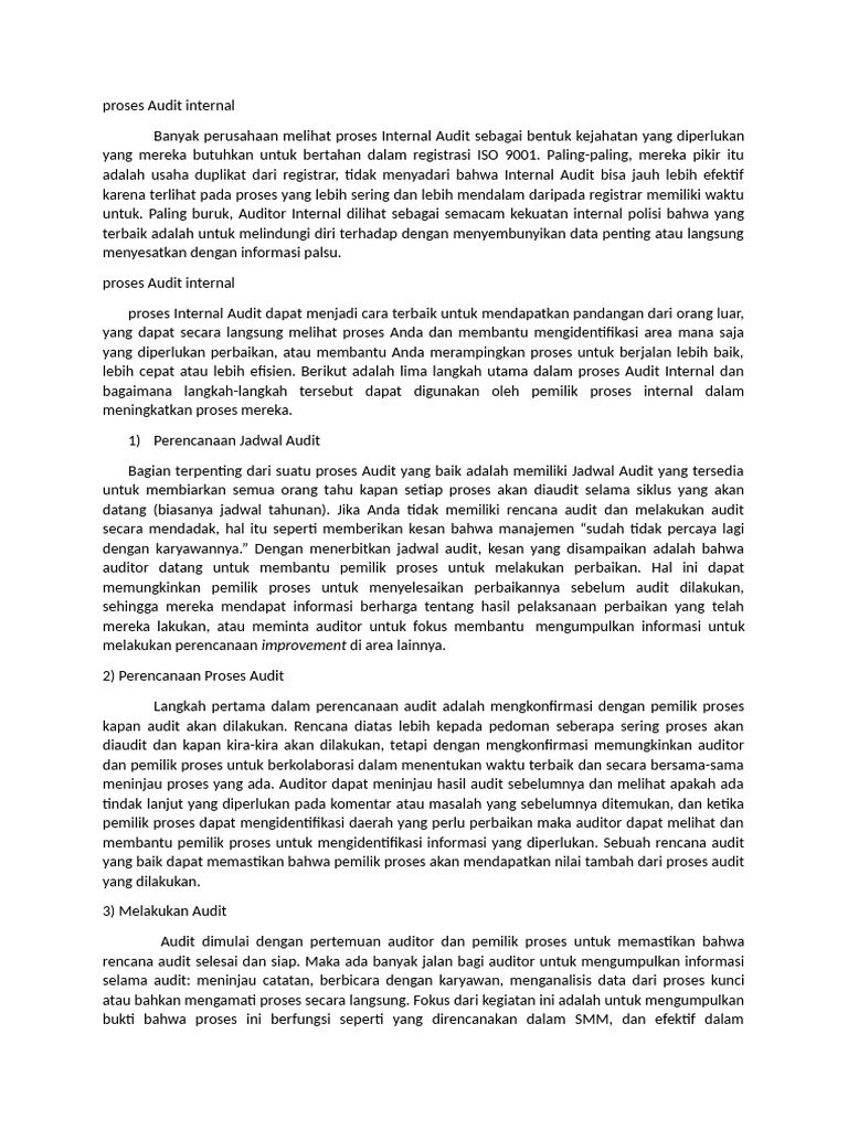 Proses Audit Internal - Materi 4 | PDF