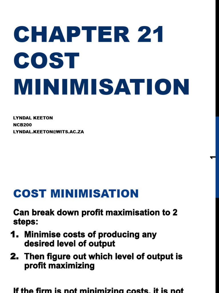 Chapter 21 Cost Minimisation - 1099005278 | PDF