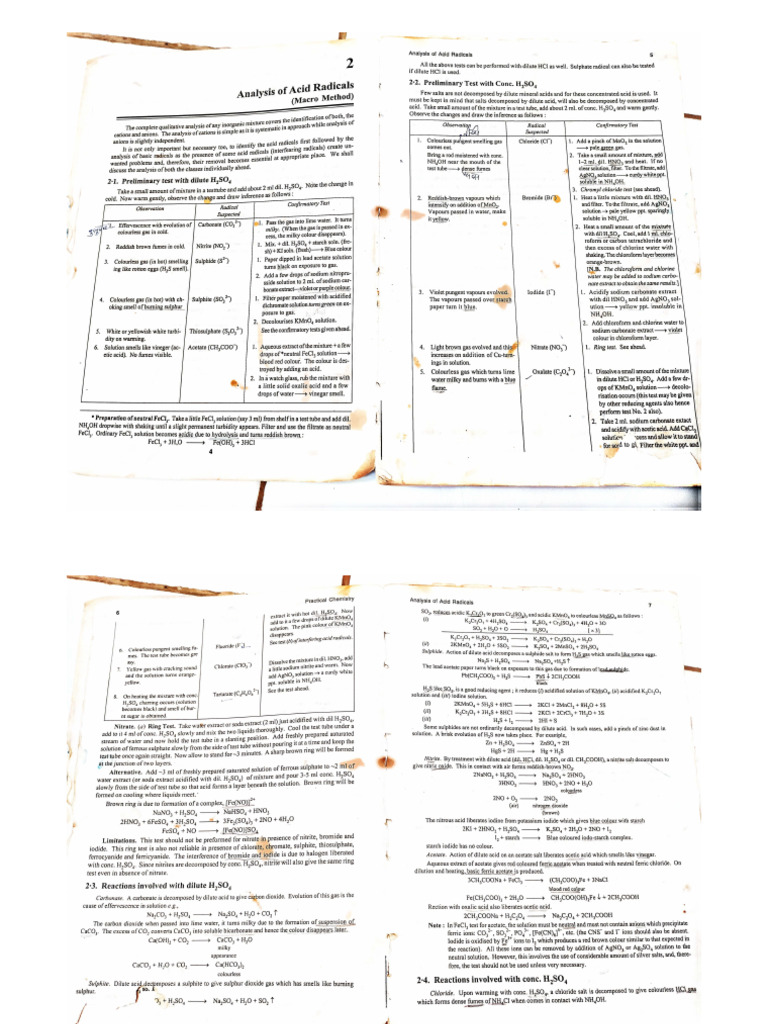 Analysis of Acidic Radical | PDF