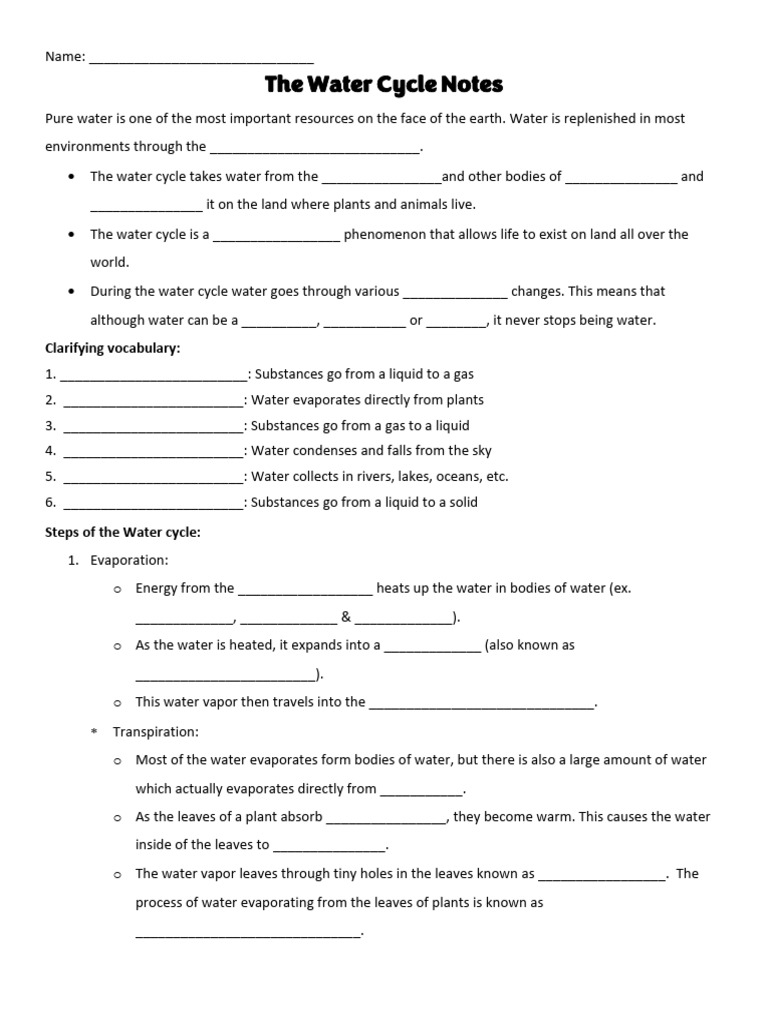 Water Cycle Notes | PDF