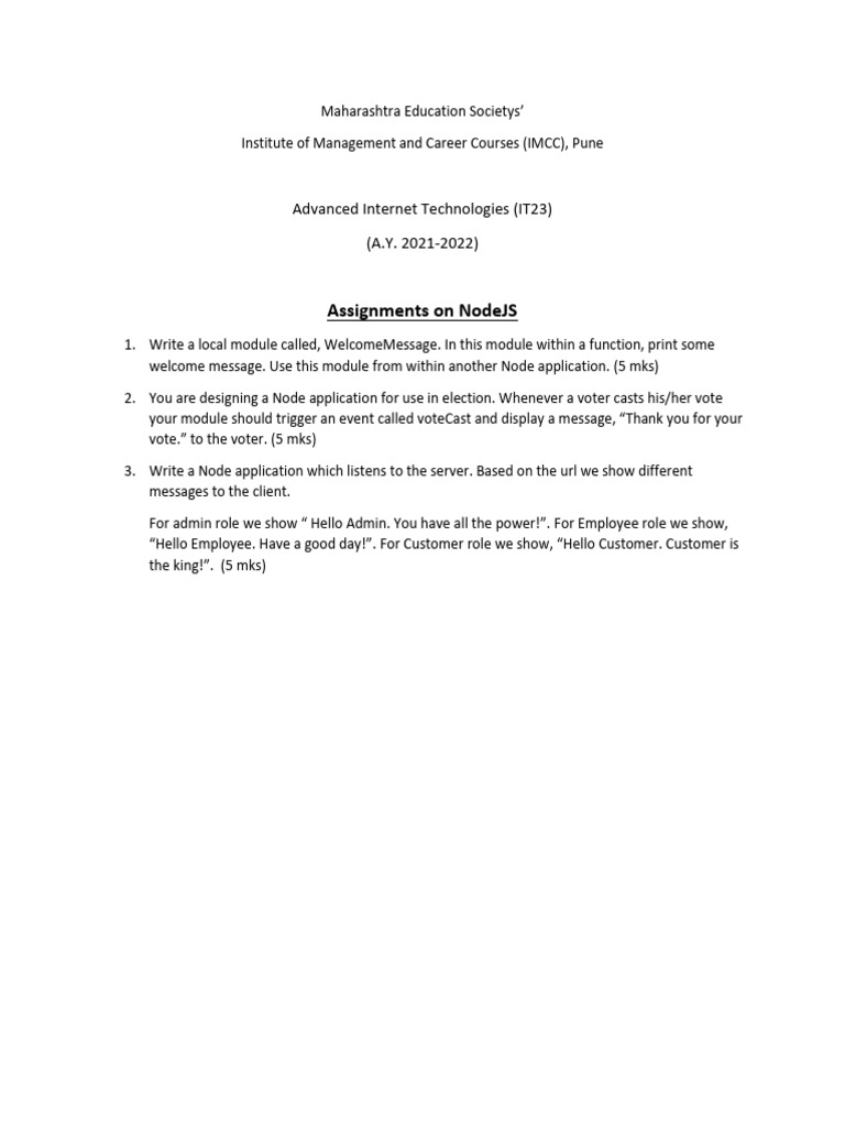 Assignment Sheet Node JS | PDF