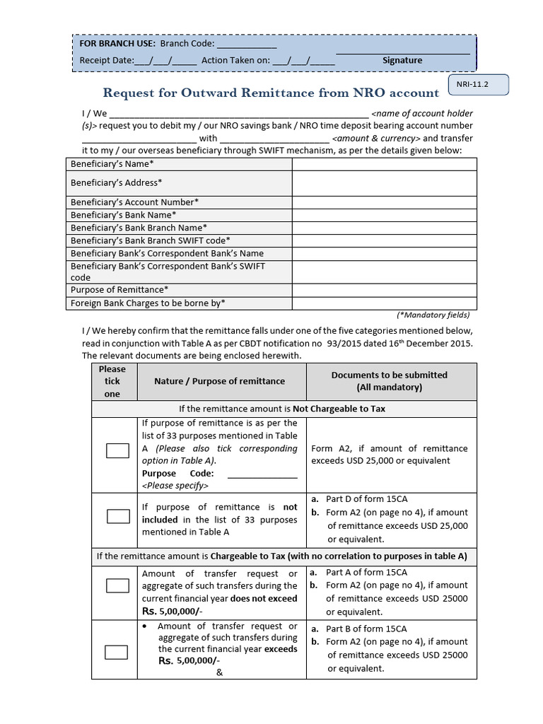 Outward Remittance Nro | PDF