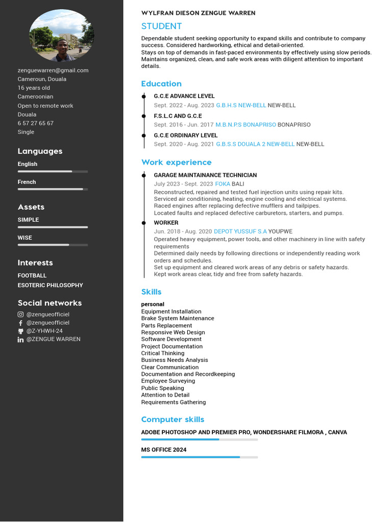 CV - 2024-02-01 - WYLFRAN DIESON - ZENGUE WARREN - Copie | PDF