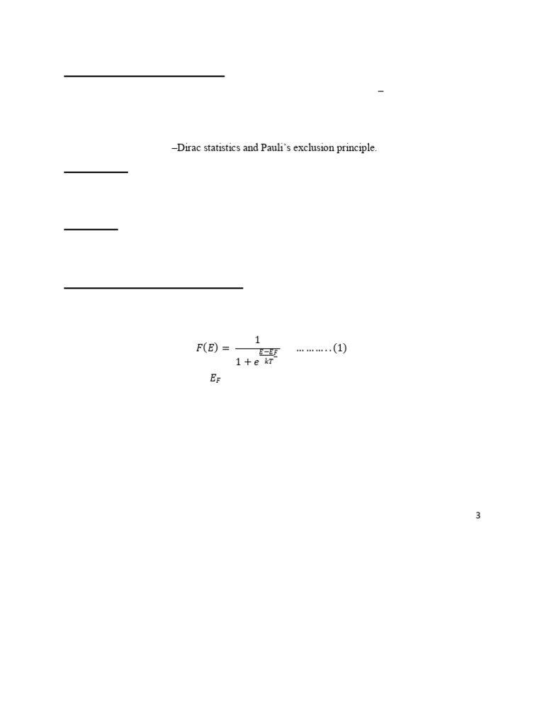 Unit 1 - Fermi Level and Fermi Distribution Function | PDF