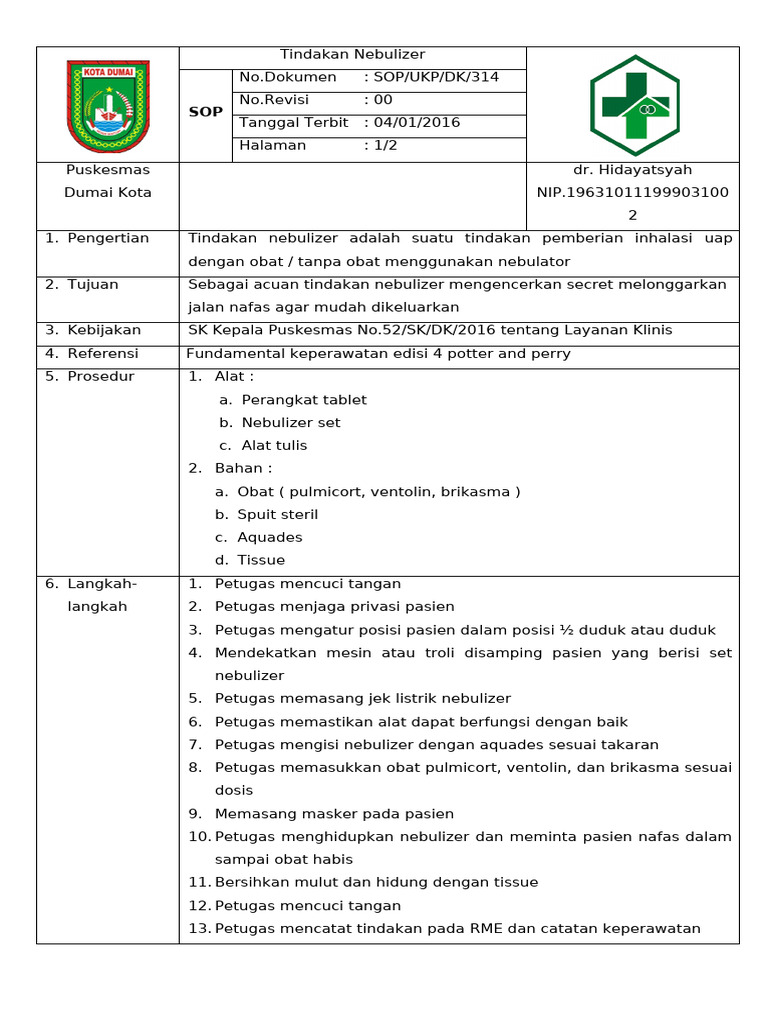 7.2.1.d SPO TINDAKAN NEBULIZER | PDF