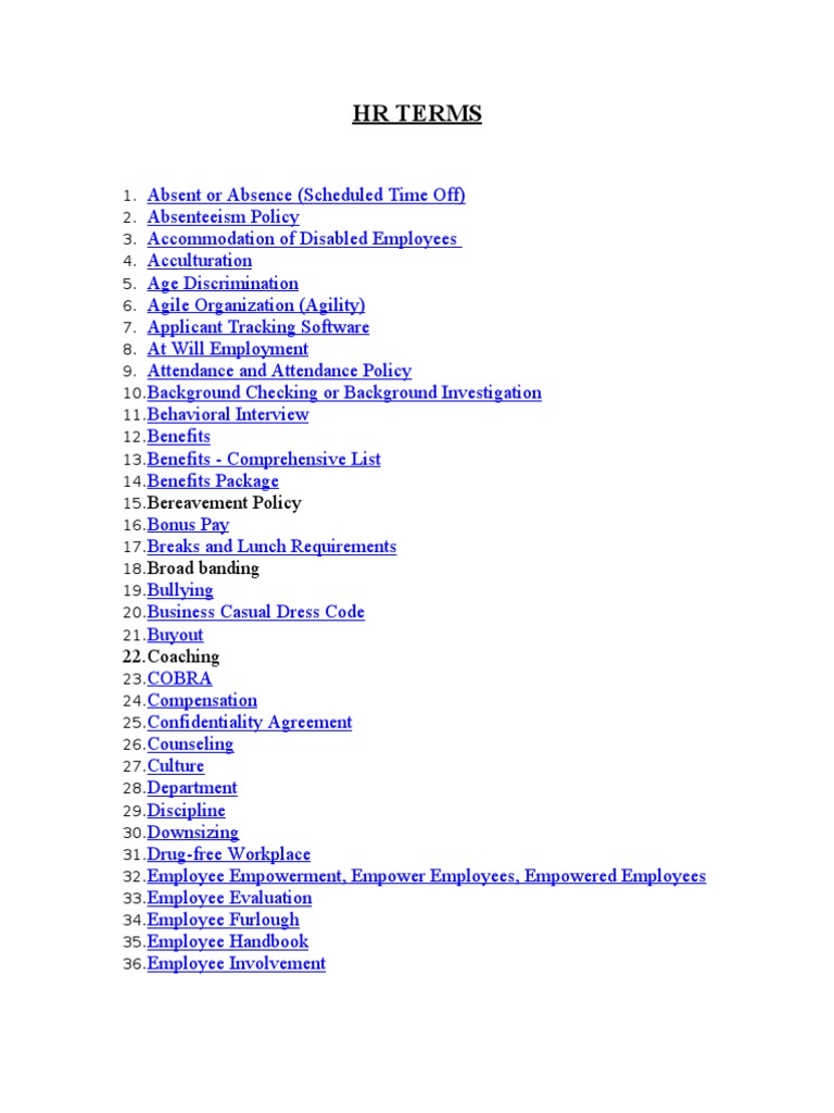 HR Terms | PDF | Recruitment | Employment