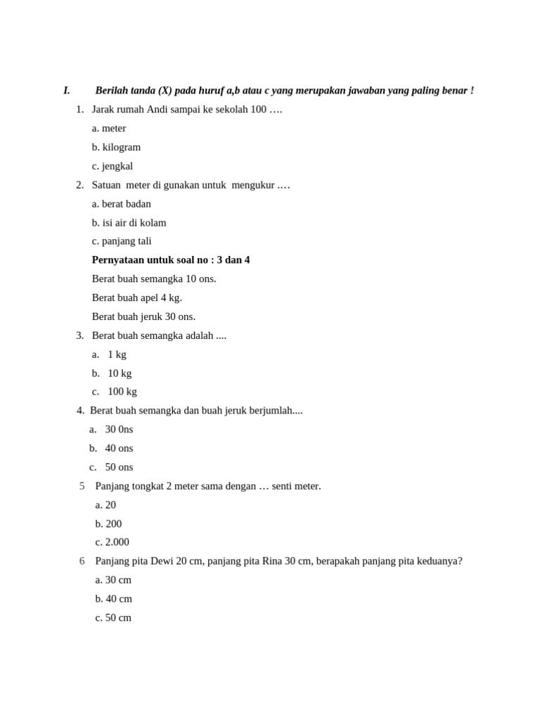 Soal PTS 2 MTK Kelas 2 K13 | PDF