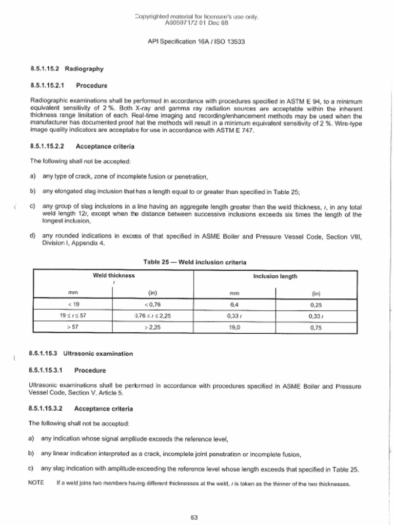 Api 16a Sec.8.5.1.15.3 (Ultrasuonic Examination) - 2004 | PDF