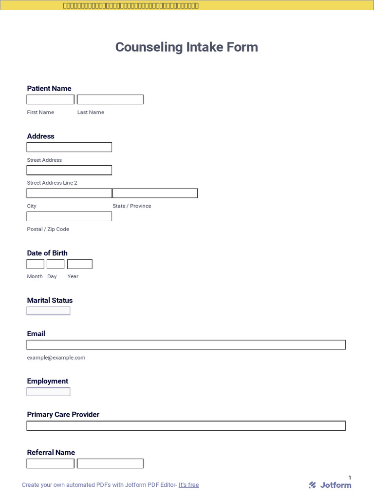 Counseling Intake Form | PDF