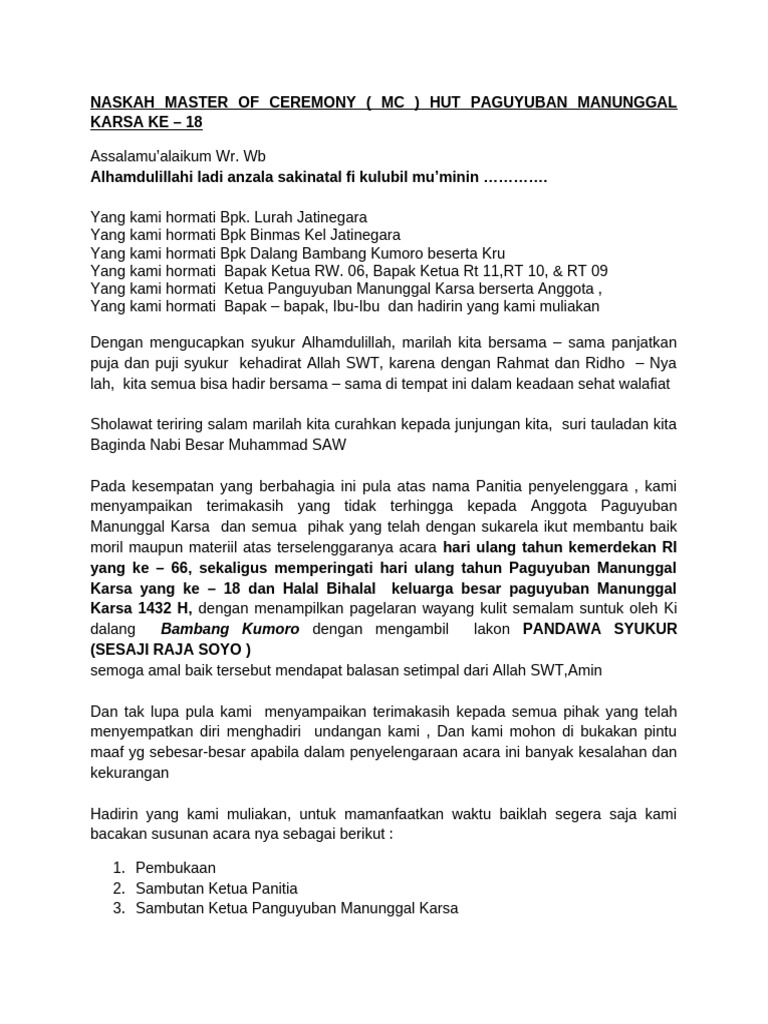 Naskah Master of Ceremony1 | PDF