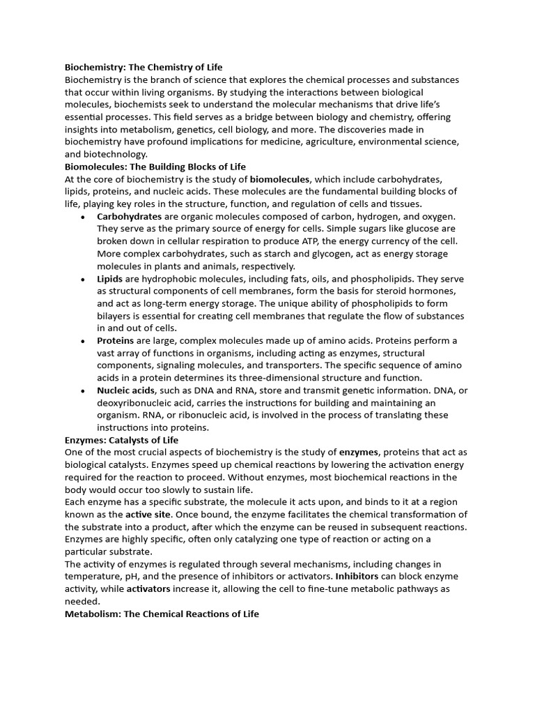 Biochemistry - The Chemistry of Life | PDF | Cellular Respiration ...