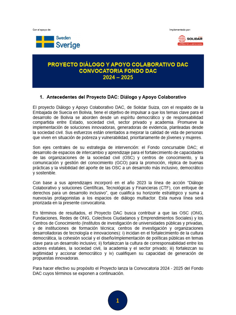 Convocatoria Fondo Dac 2024 2025 (160924) | PDF
