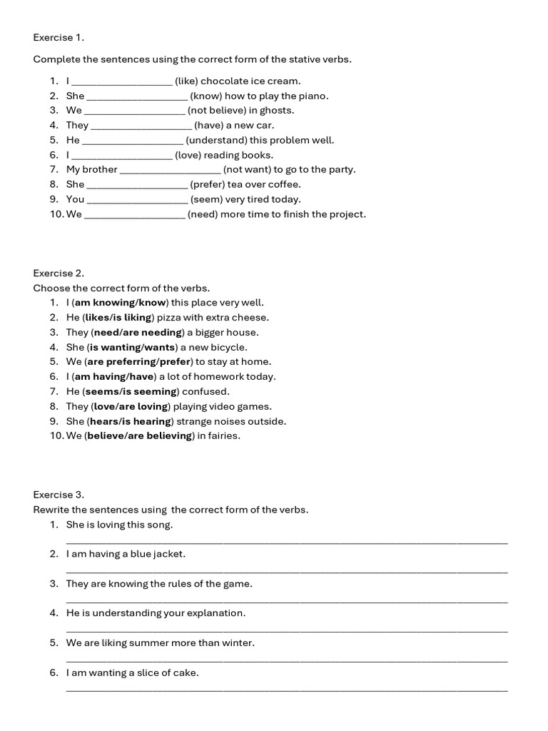 Stative Verbs | PDF | Language Arts & Discipline