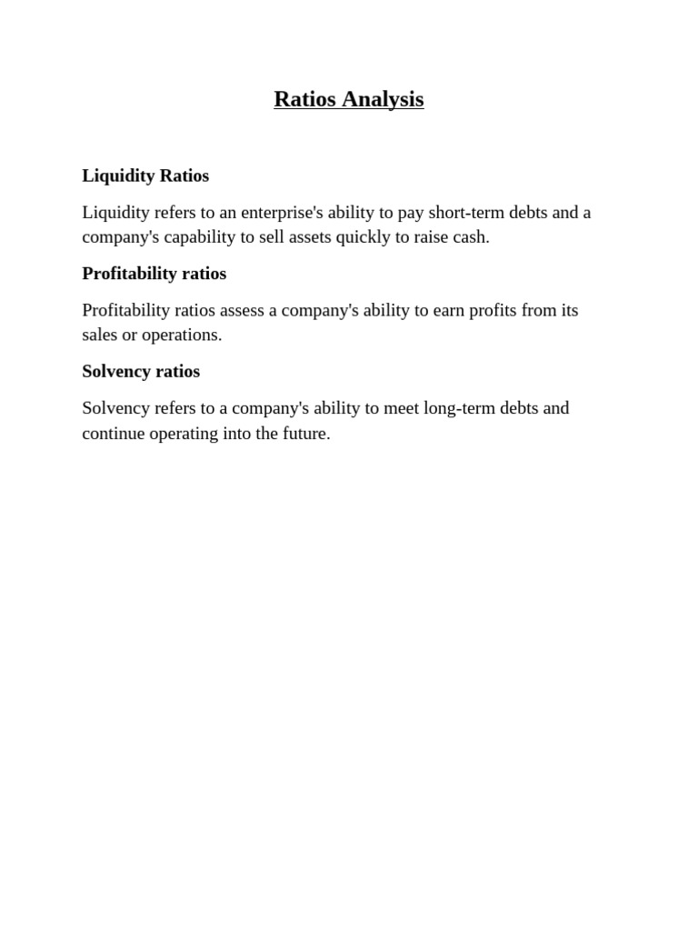 Ratios Analysis | PDF