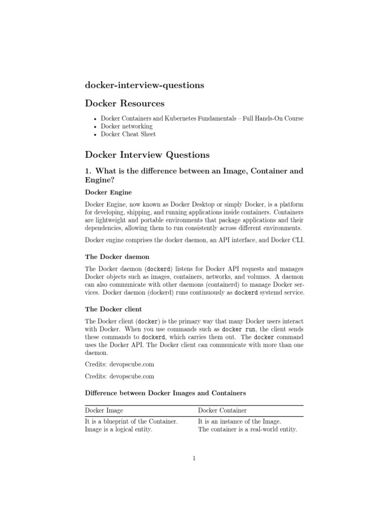 Docker Interview Questions | PDF