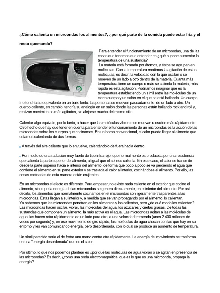 Cómo Calienta Un Microondas Los Alimentos | PDF