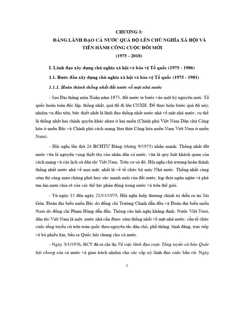 Chuong 3 Dang Lanh Dao Ca Nuoc Qua Do Len Chu Nghia Xa Hoi Va Tien Hanh Cong Cuoc Doi Moi 1975 ...