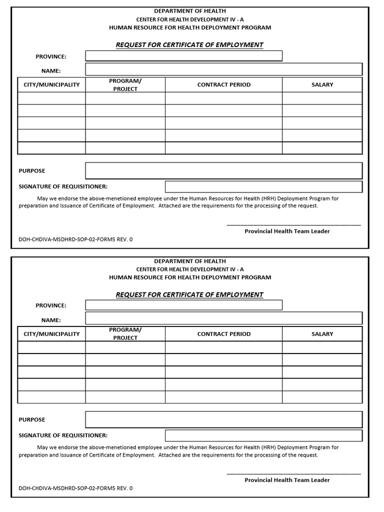 Request Form for Coe | PDF