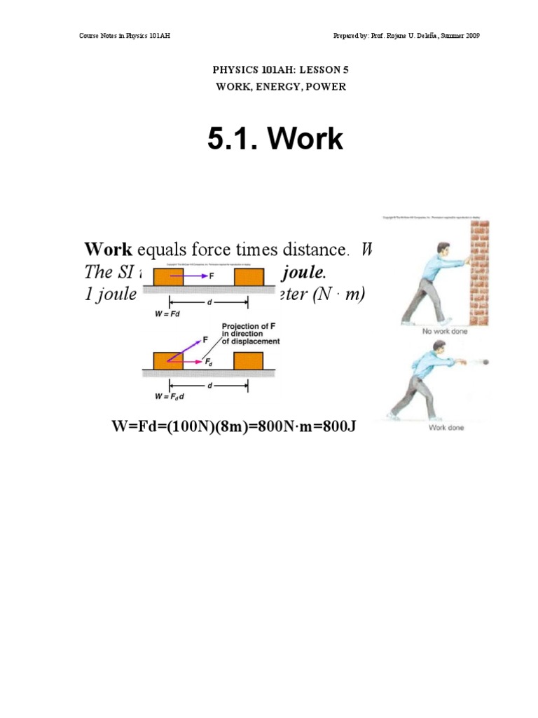 Physics 101AH: Work, Energy, Power Concepts | PDF