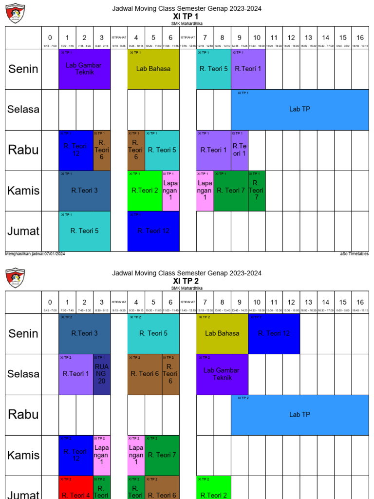 Jadwal Moving Class (11,12)_Sem_Genap_2023_2024 | PDF