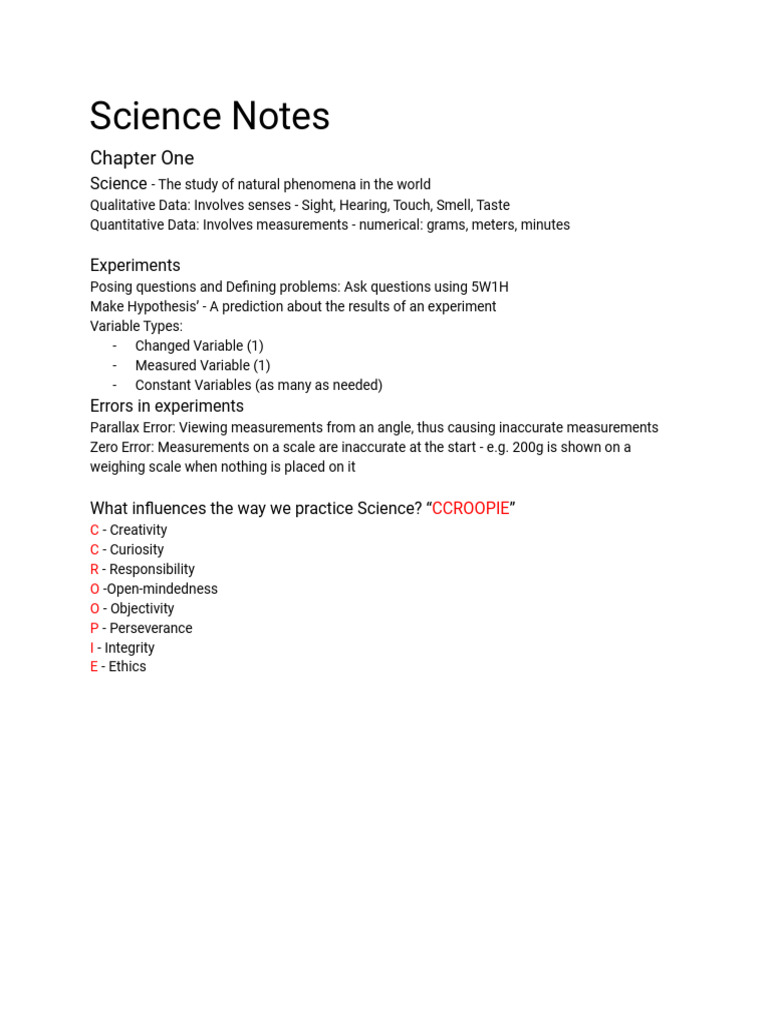 Science Notes | PDF