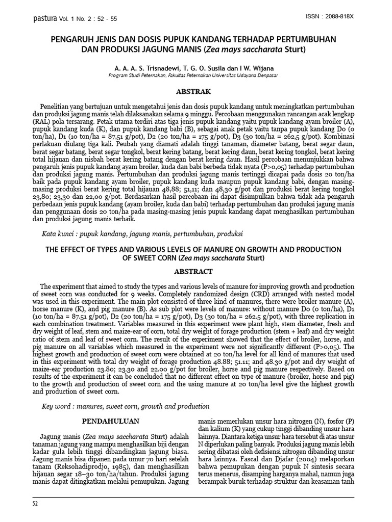 Pengaruh Jenis Dan Dosis Pupuk Kandang T | PDF