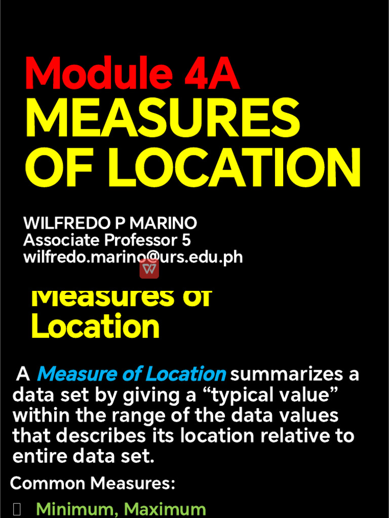 4a Measures of Location | PDF | Mean | Teaching Methods & Materials