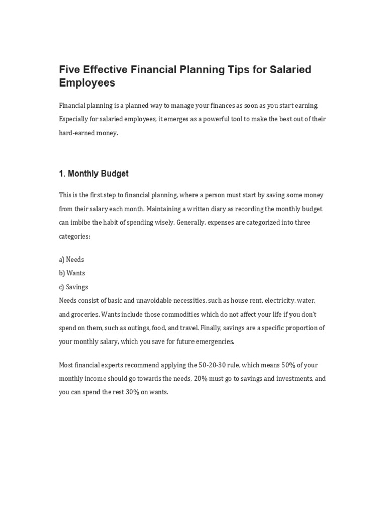 Tips For Best Financial Planning | PDF