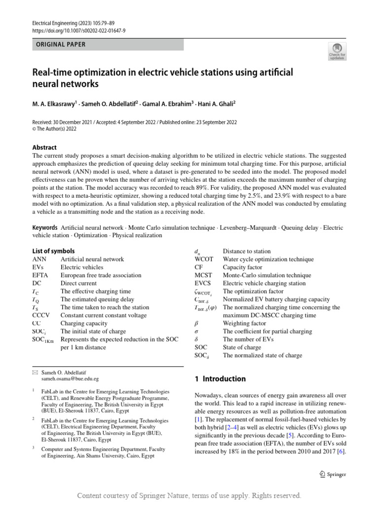 Real Time Optimization In Electric Vehicle Station Pdf