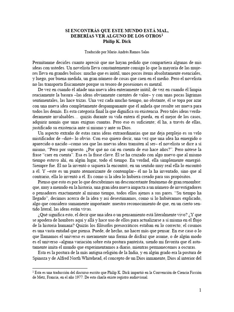 CONFERENCIA DE METZ 1977 Philip K Dick | PDF