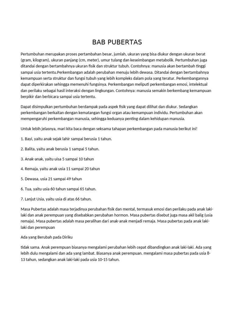 Bab Pubertas | PDF